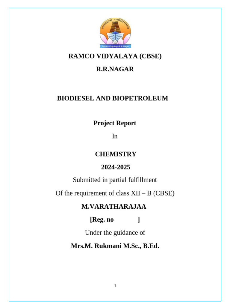 RAMCO VIDYALAYA First PG | PDF