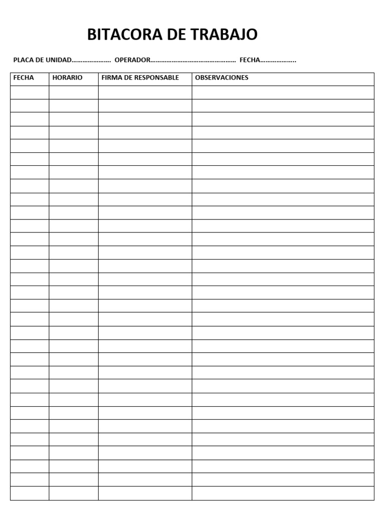 Bitacora de Trabajo Papa | PDF