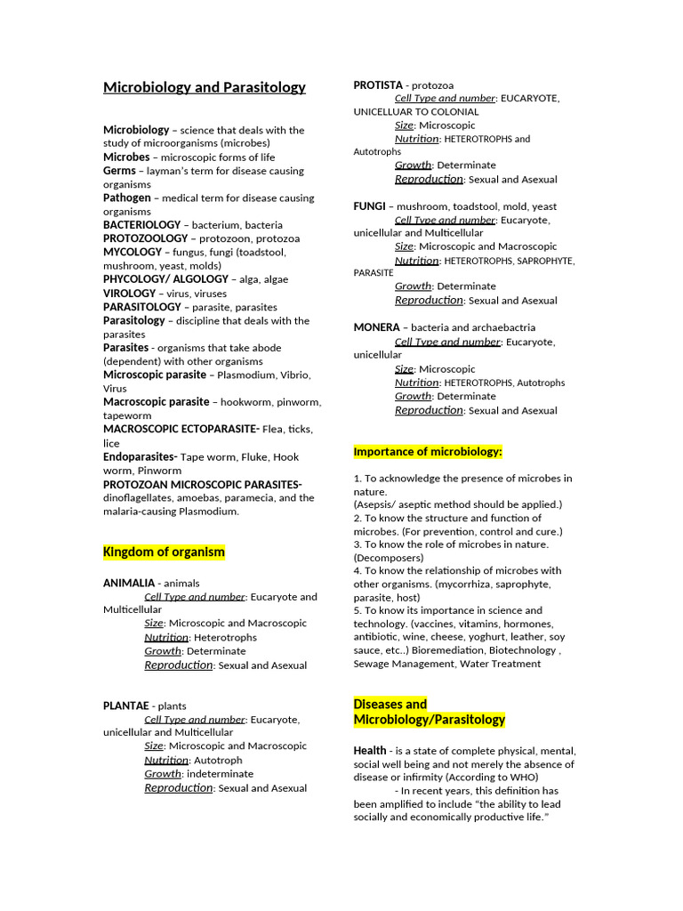 Microbiology and Parasitology Reviewer | PDF