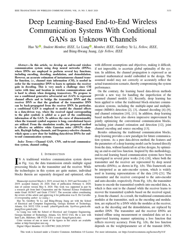 Deep Learning-Based End-to-End Wireless Communication Systems With Conditional GANs | PDF