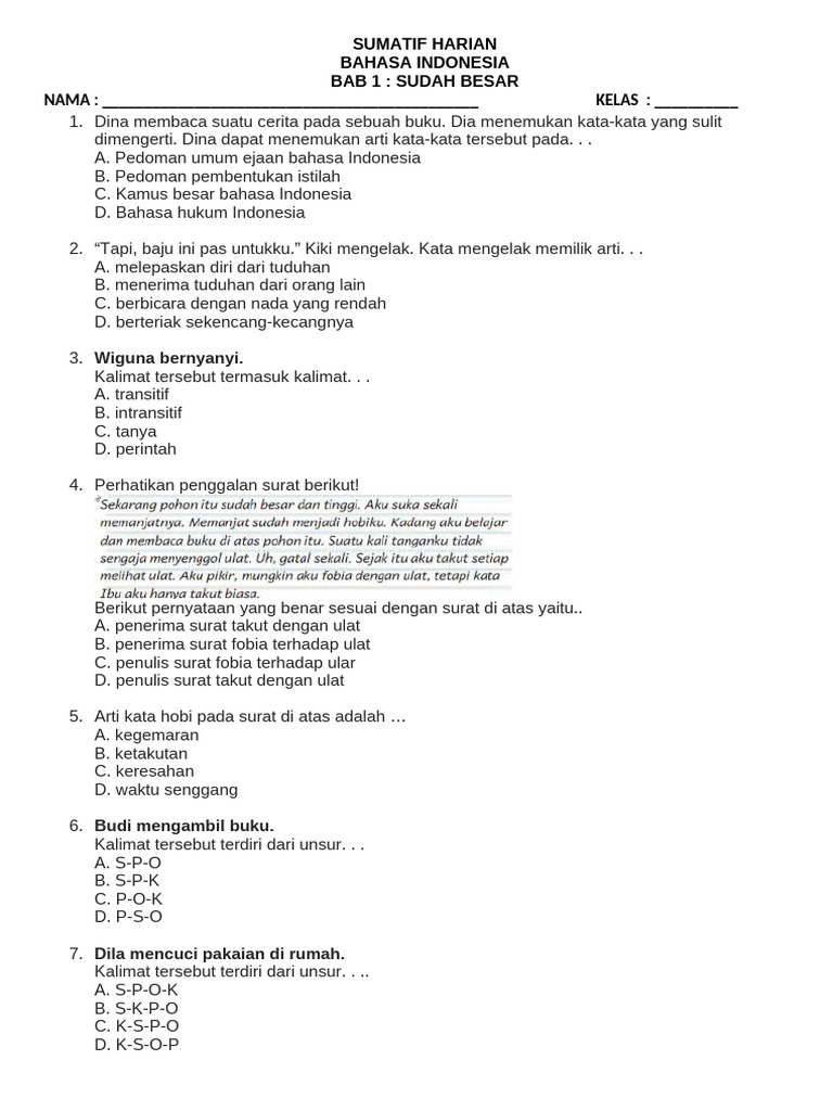 Sumatif Bindo 1 | PDF