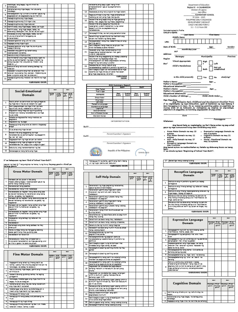 Ecd Checklist 2024 2025 | PDF