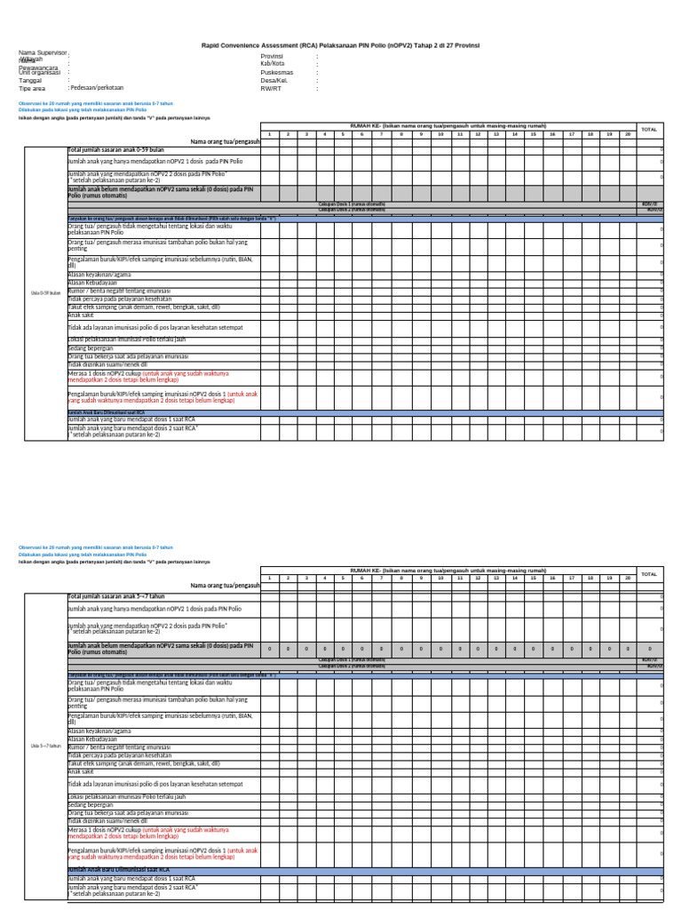 Form RCA - Pelaksanaan PIN Tahap 2 | PDF