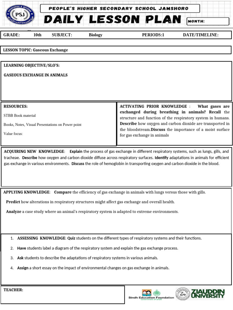 Lesson Plan 4 Biology Grade 10 | PDF