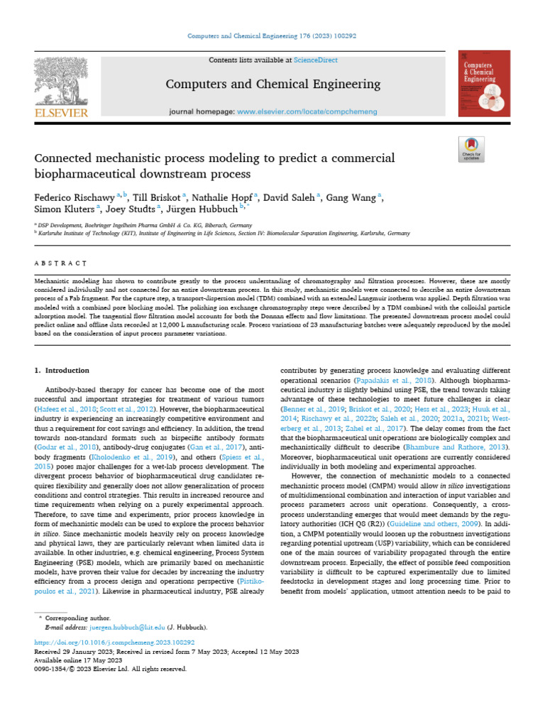 Connected Mechanistic Process Modeling To Predict A Commercial Biopharmaceutical Downstream ...