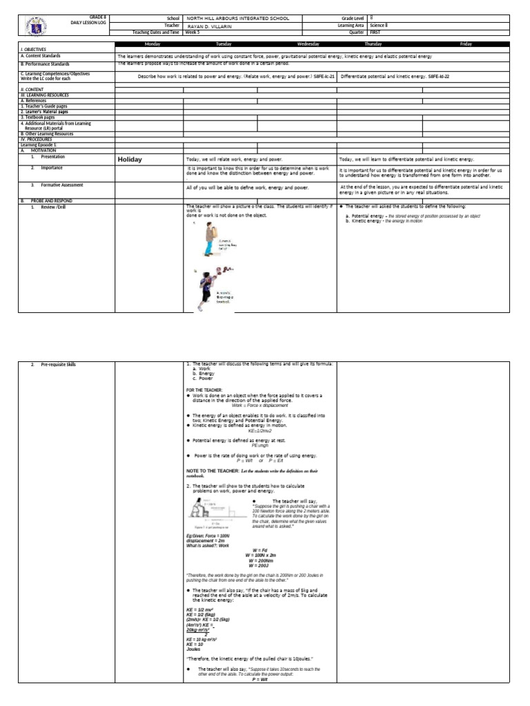 DLL Science 8 Q1 Week5 | PDF