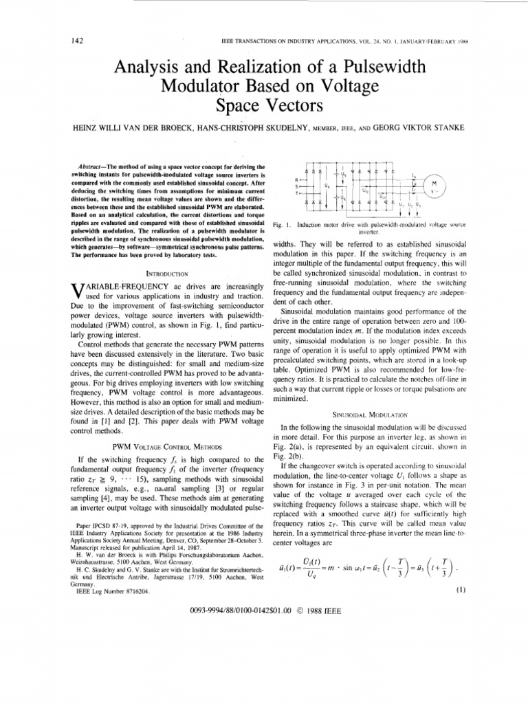 1988 IEEE Analysis and Realization of A PWM Based On Voltage Space ...