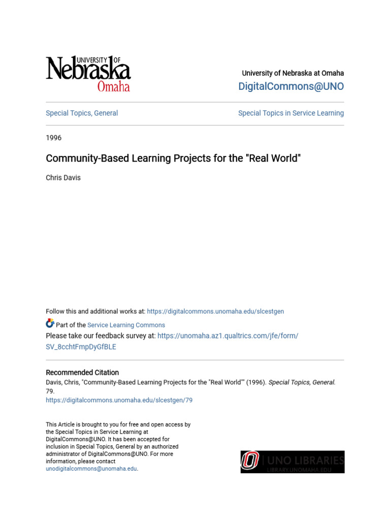 Community-Based Learning Projects For The Real World | PDF | Teachers ...