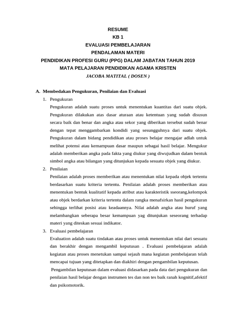 RESUME Evaluasi Pembelajaran | PDF
