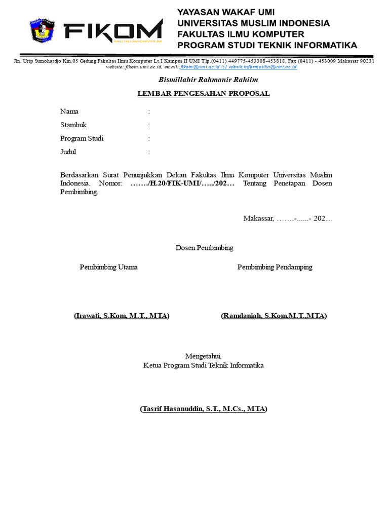 LEMBAR PENGESAHAN PROPOSAL & SKRIPSI - Docx - Google Dokumen | PDF