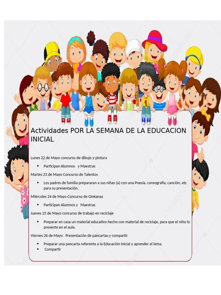 ACTIViDADES POR LA SEMANA DE LA EDUCACION INICIAL 23 | PDF