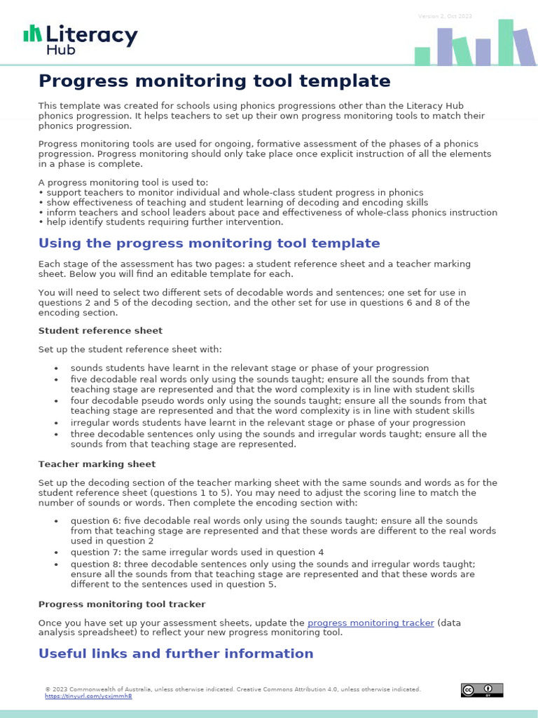 Progress Monitoring Tool Template | PDF | Phonics | Language Arts ...