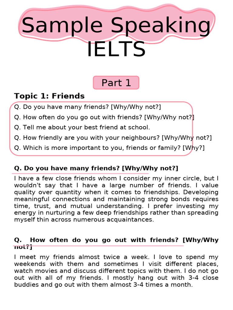 Sample Speaking IELTS | PDF