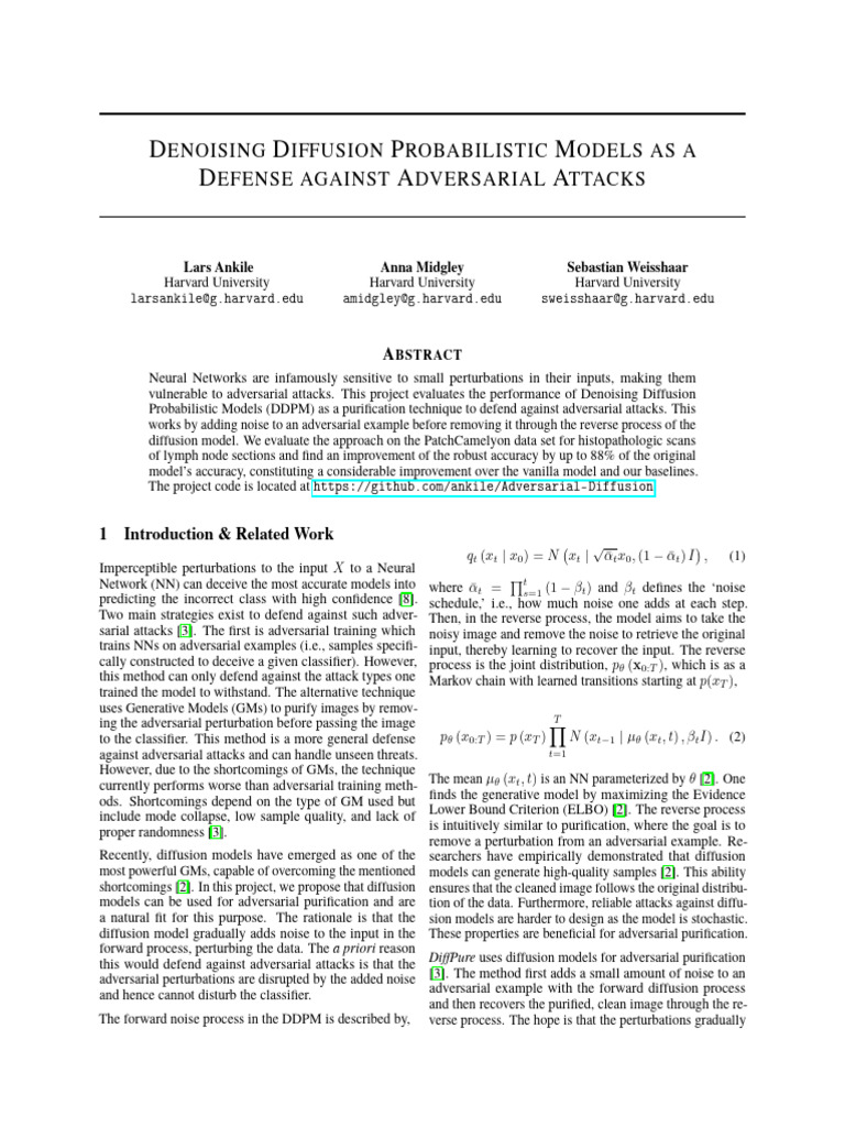 Denoising Diffusion Probabilistic Models As A Defense Against ...
