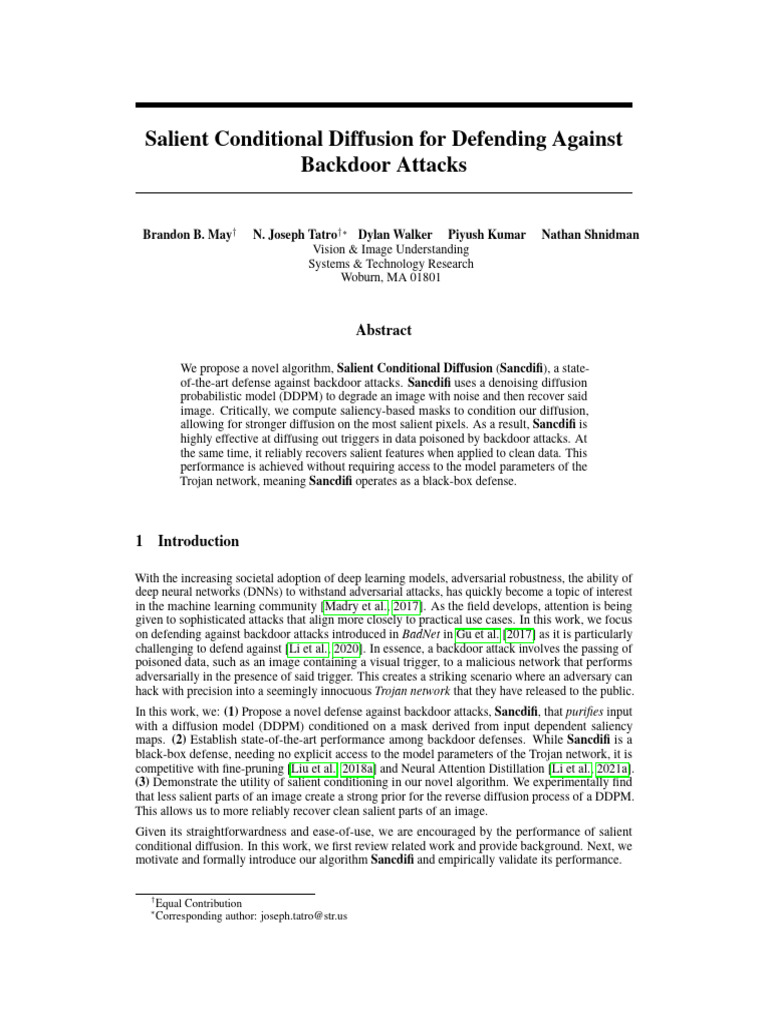 Salient Conditional Diffusion For Defending Against Backdoor Attacks | PDF