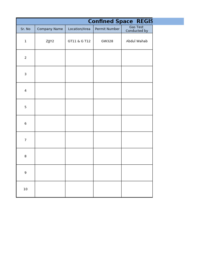 Confined Space REGISTER | PDF