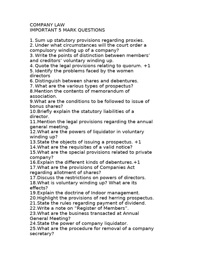 Important 5 Mark Questions | PDF