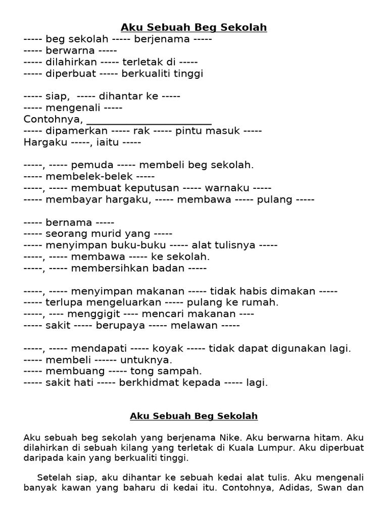 Aku Sebuah Beg Sekolah Pdf