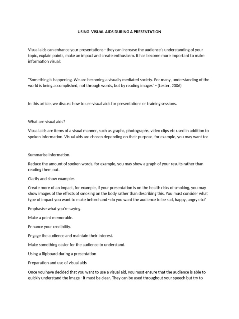 Using Visual Aids During A Presentation | PDF