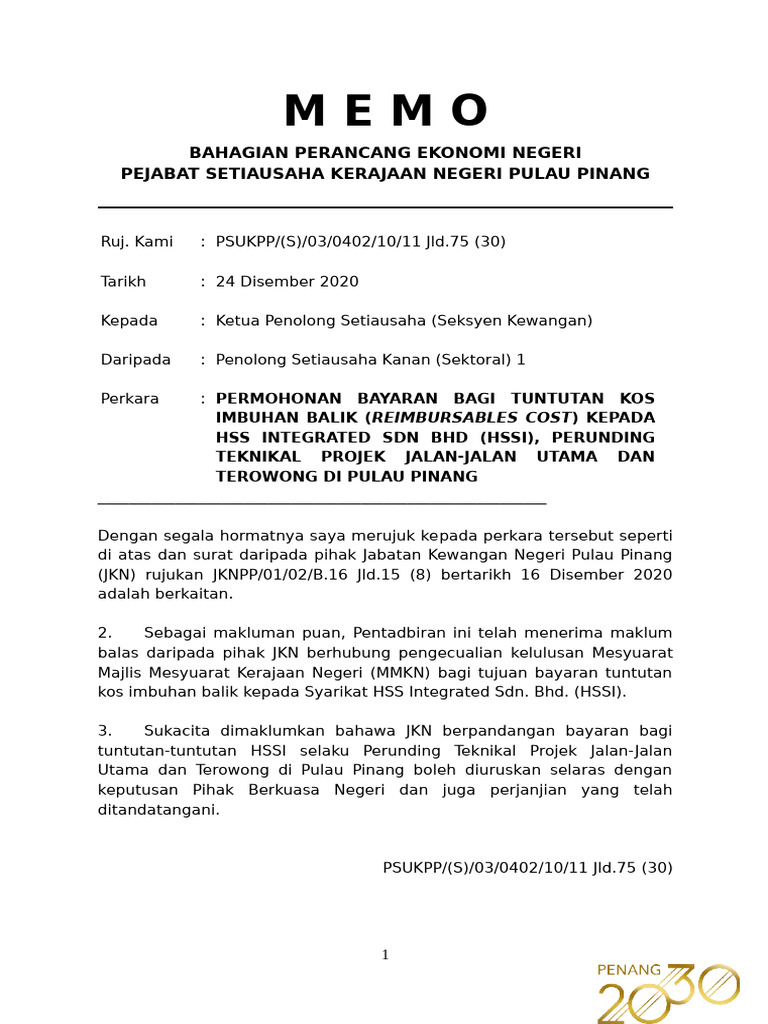 Memo Ke Seksyen Kewangan Utk Makluman Respon JKN Bagi Isu HSSI | PDF