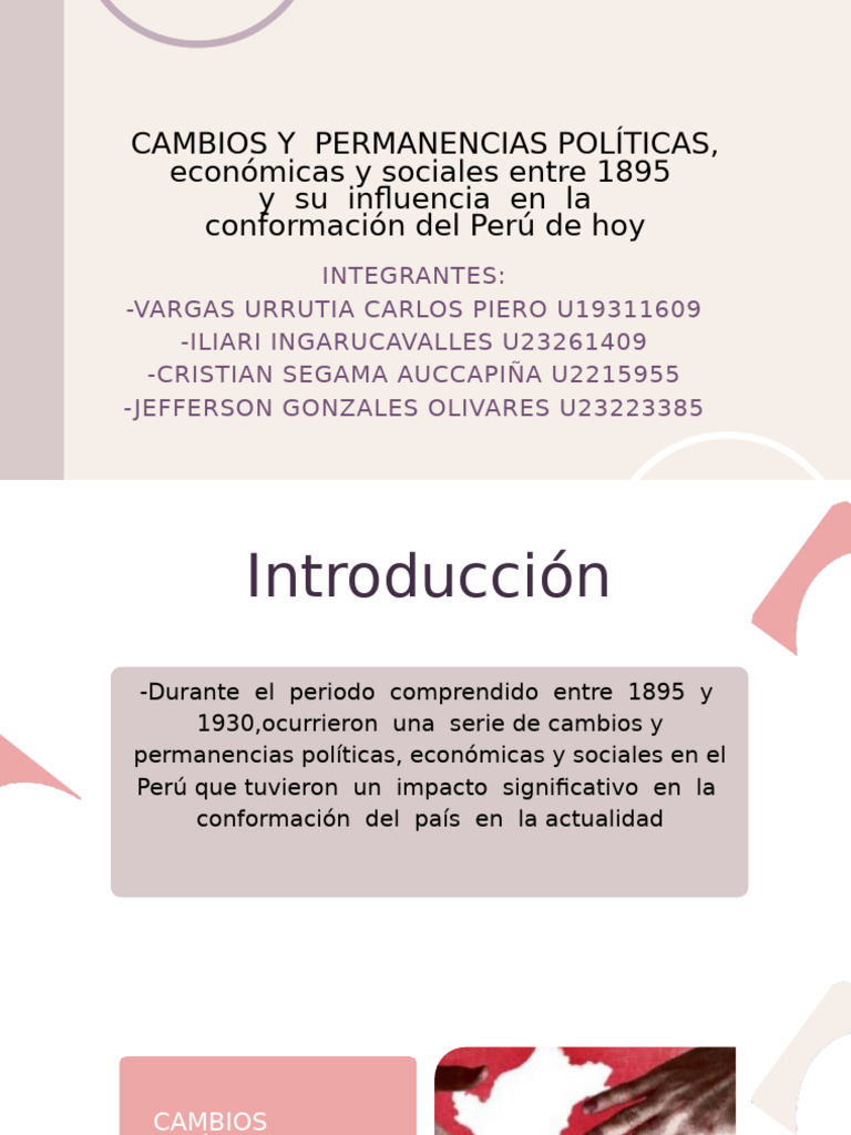Cambios y Permanencias Políticas, Económicas y Sociales Entre 1895 y 1930 | PDF