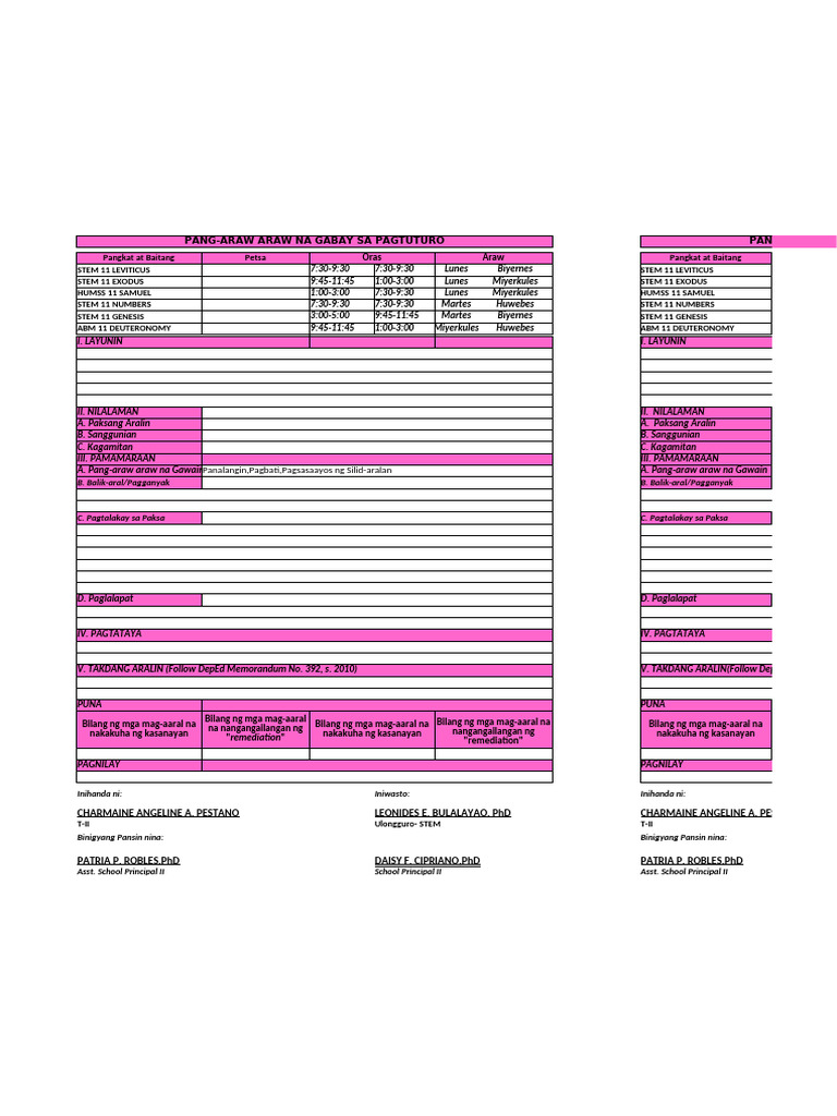 DLL Format Filipino 2024 | PDF