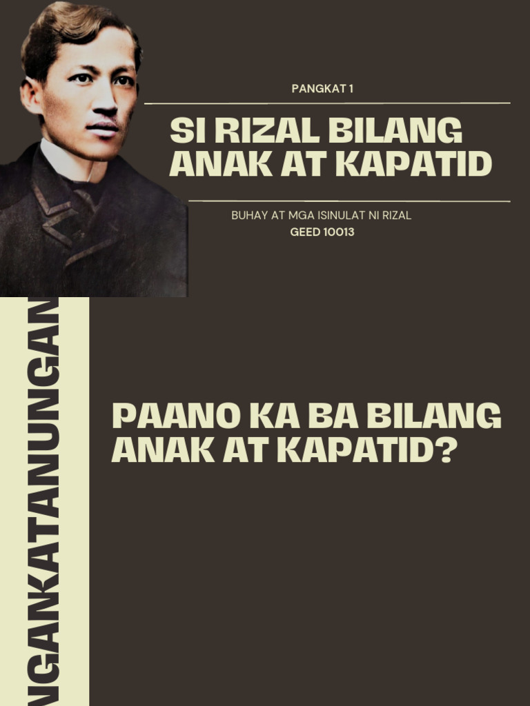 Pangkat 1 Si Rizal Bilang Anak at Kapatid | PDF