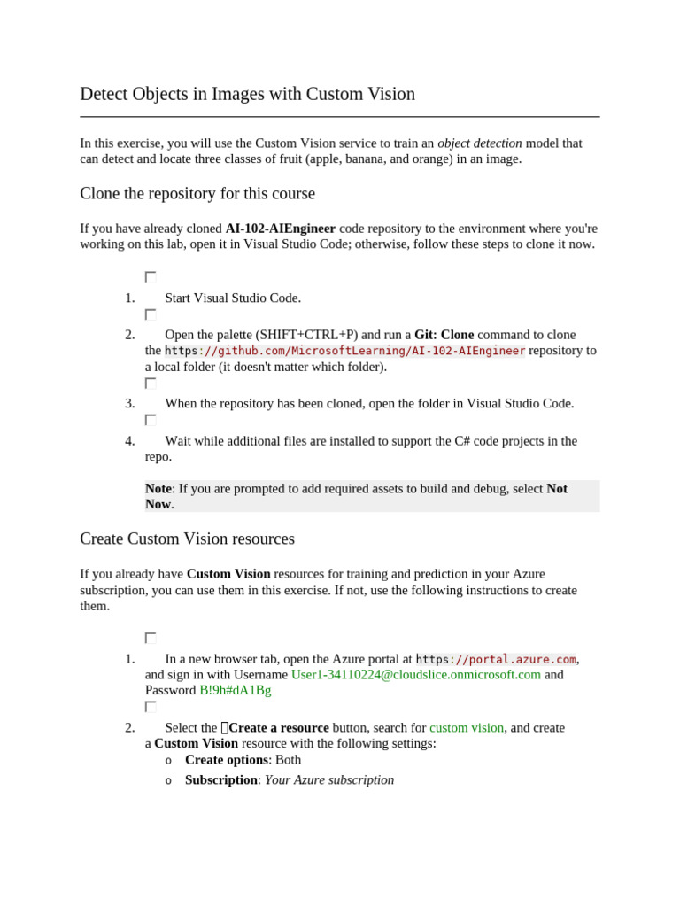 Lab17 - Detect Objects in Images With Custom Vision | PDF