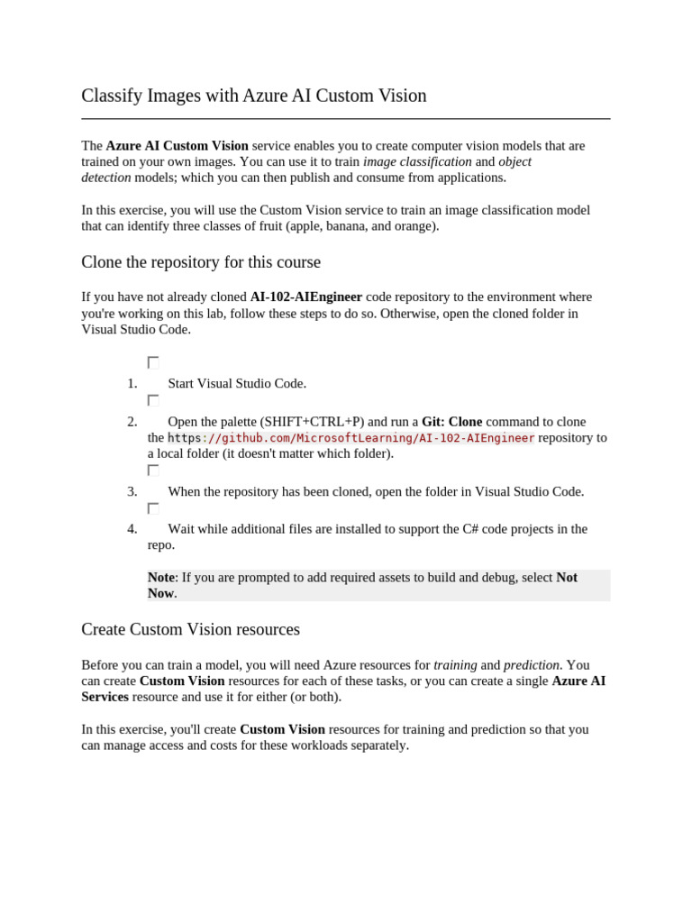 Lab16_Classify Images with Azure AI Custom Vision | PDF