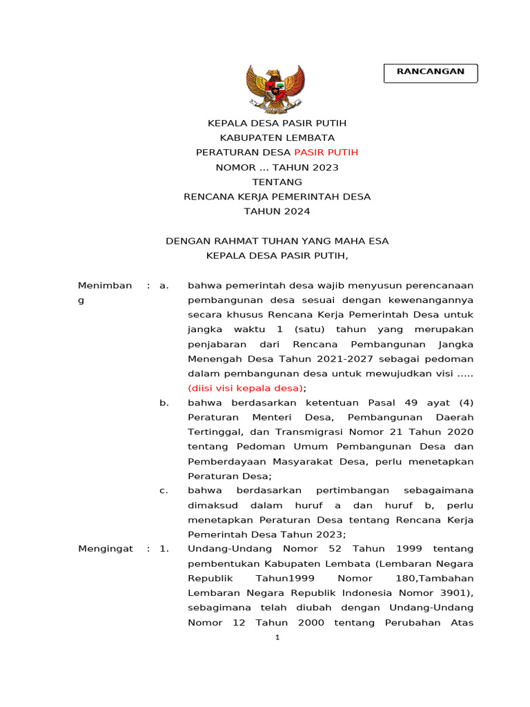 RAPERDES RKPDes 2023 | PDF