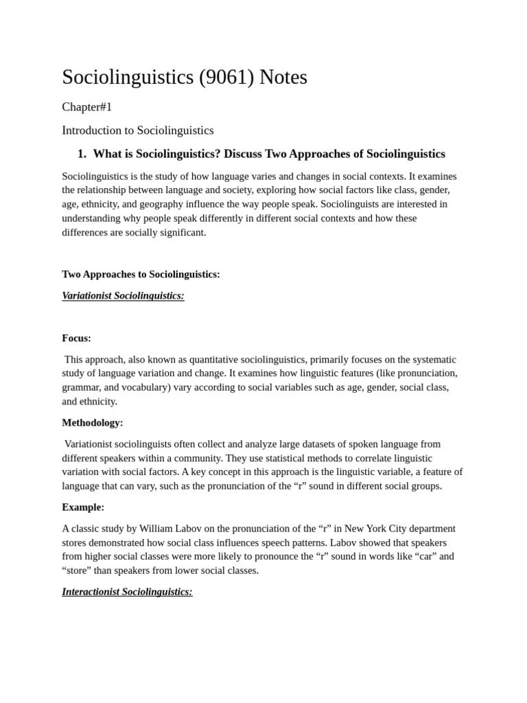 Sociolinguistics Notes Pdf Stress Linguistics Language Arts