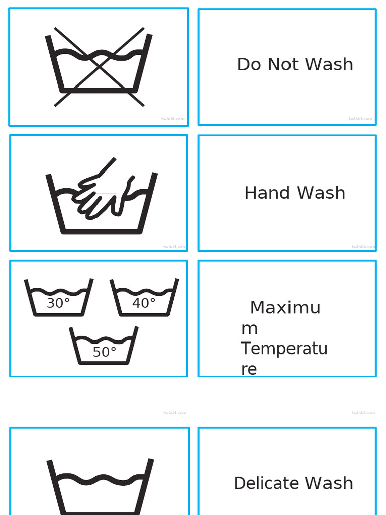 t4 DT 135 Washing Symbols Matching Cards - Ver - 1 | PDF