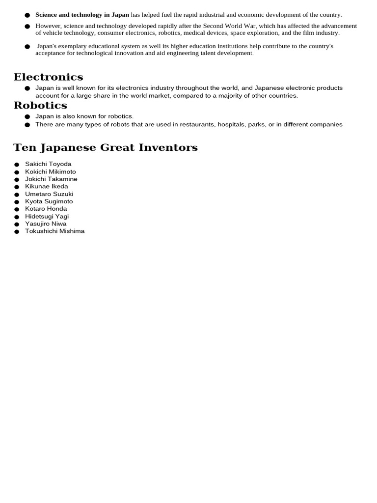 Science and Technology in Japan | PDF | Travel | Technology & Engineering