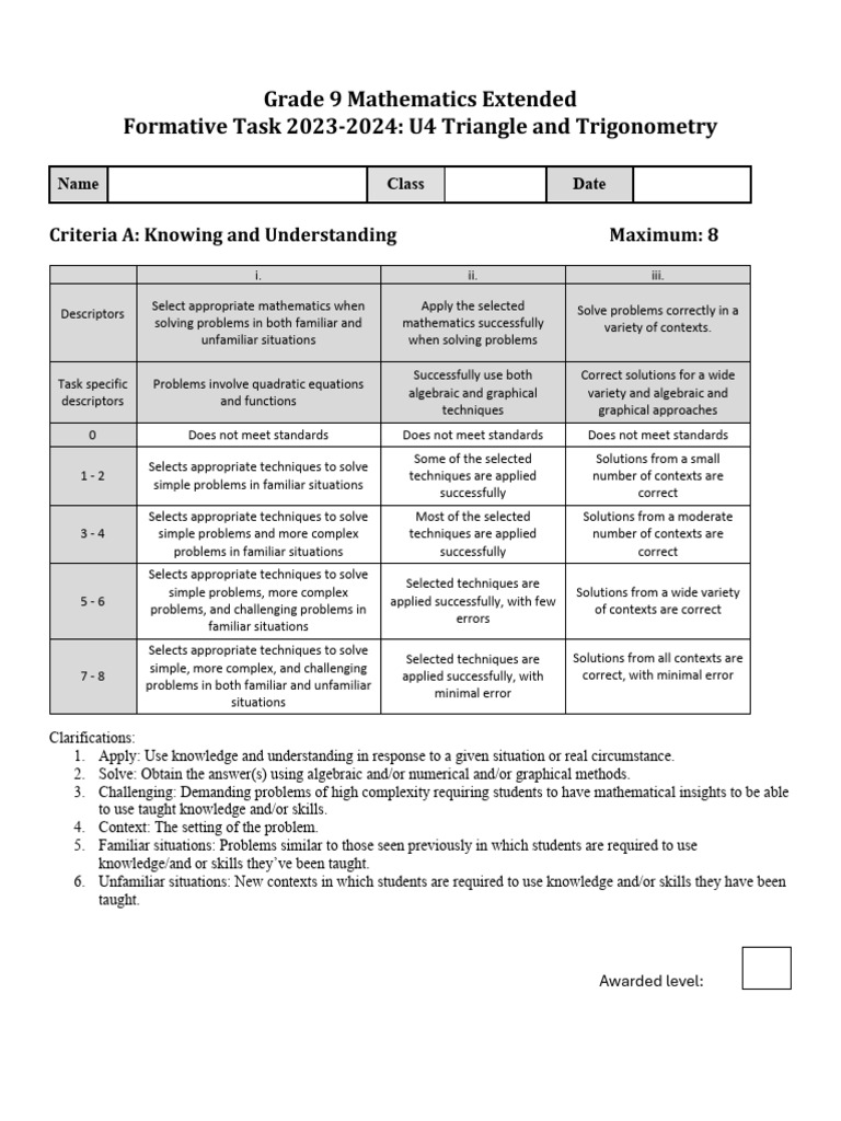 9E U4 CRIT A - Answer - Key | PDF
