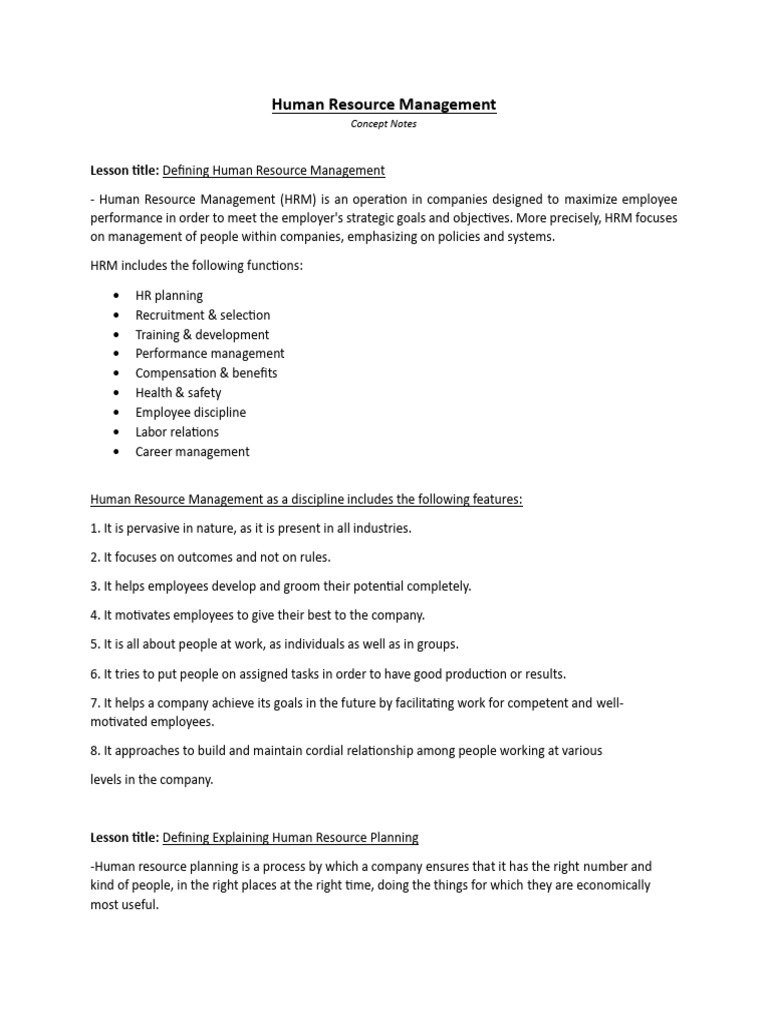 Human Resource Management Overview | PDF | Recruitment | Human Resource ...