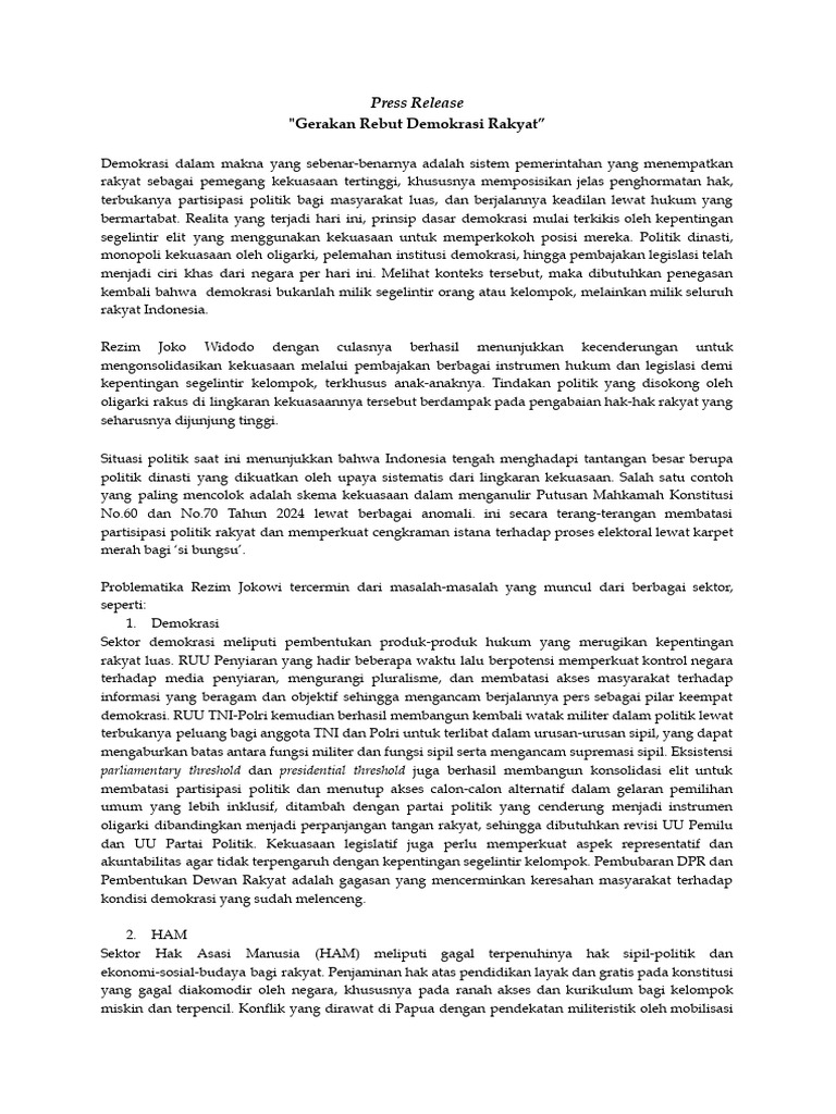 Rilis Aksi #RebutDemokrasiRakyat | PDF