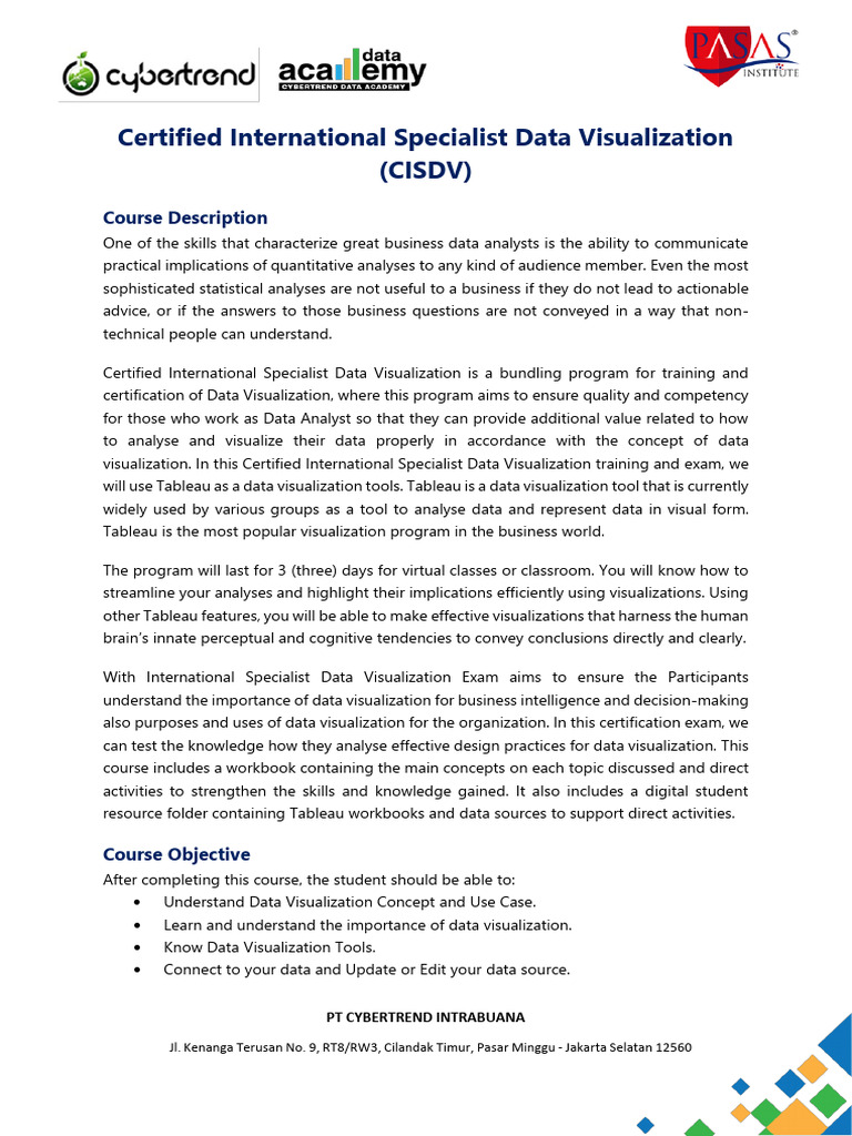 Certified International Specialist Data Visualization (CISDV) - 2022 | PDF
