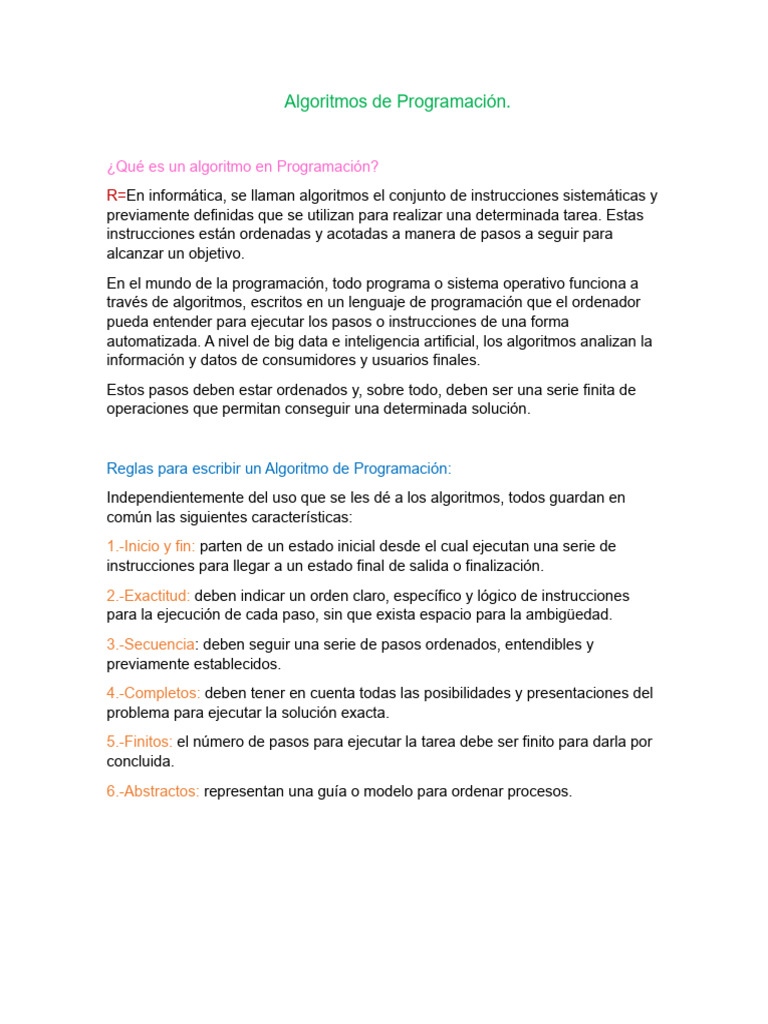 Algoritmos de Programación | PDF