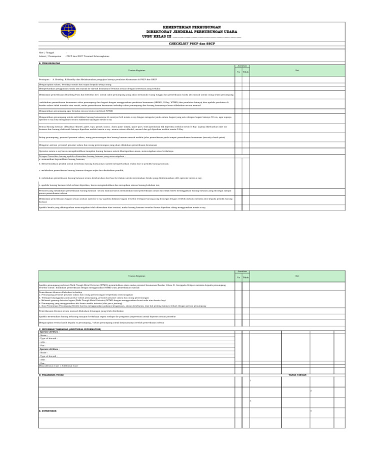 Checklist PSCP-SSCP | PDF