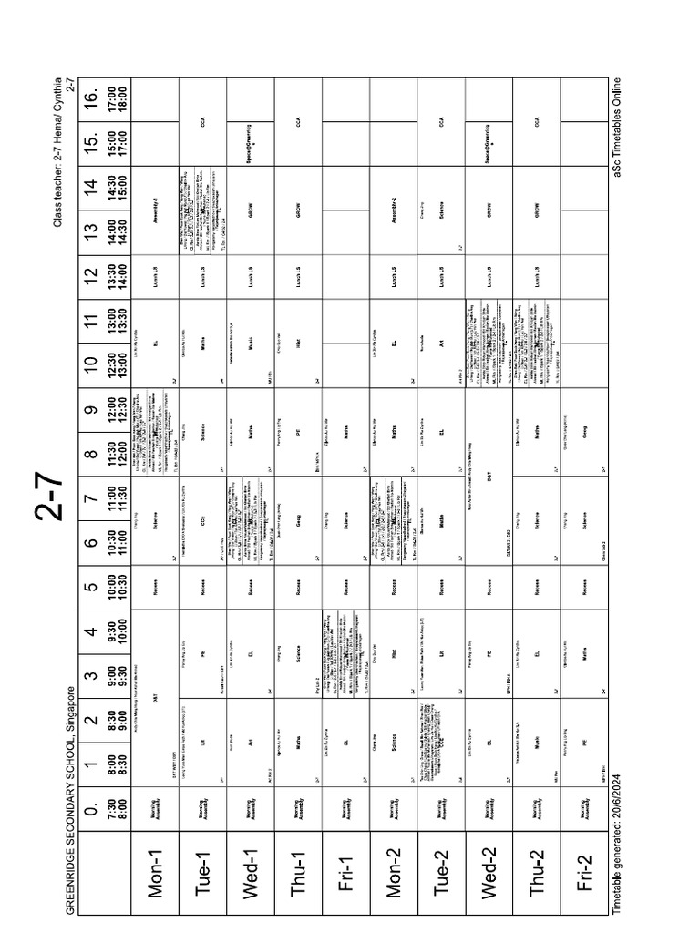 2 7 Timetable | PDF