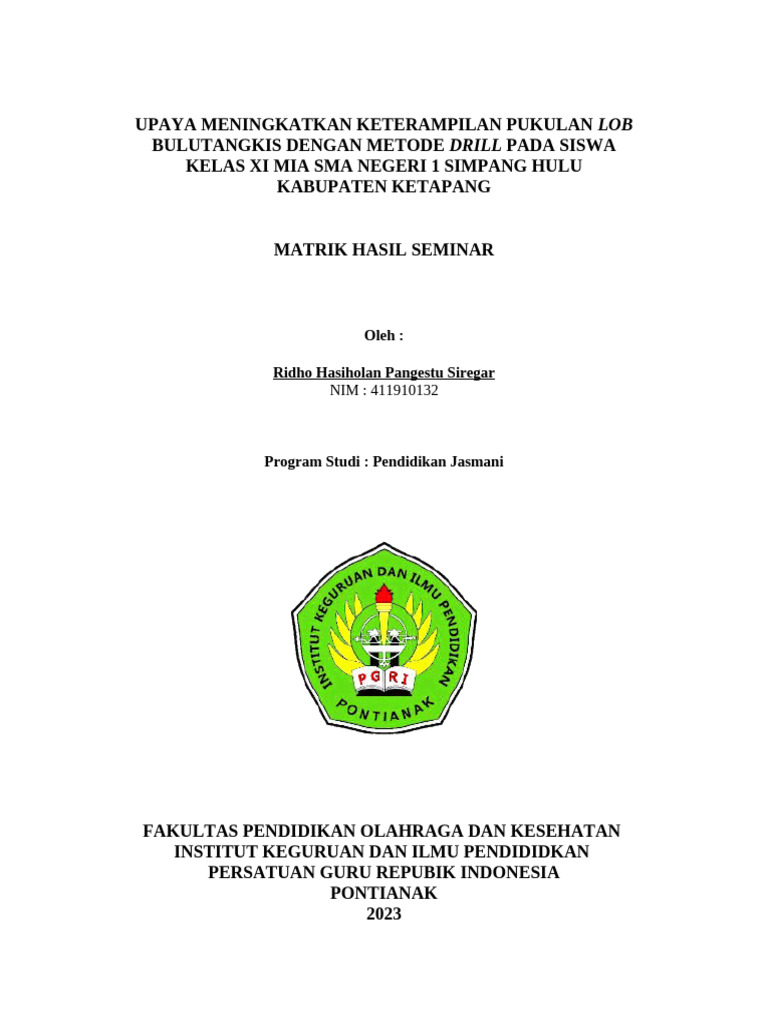 Matrik Hasil Seminar Ridho | PDF