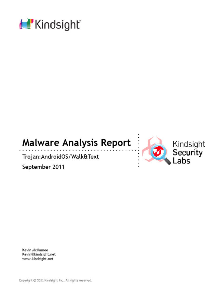 Malware Analysis Report: Trojan:Androidos/Walk&Text September 2011 | PDF