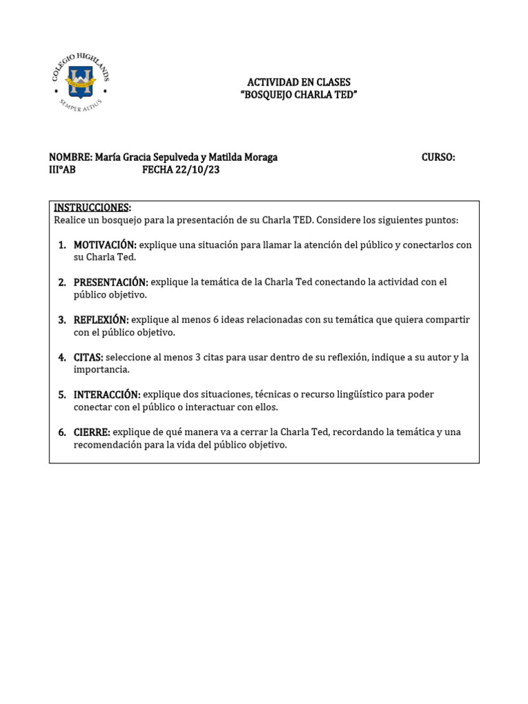 Bosquejo Charla TED | PDF