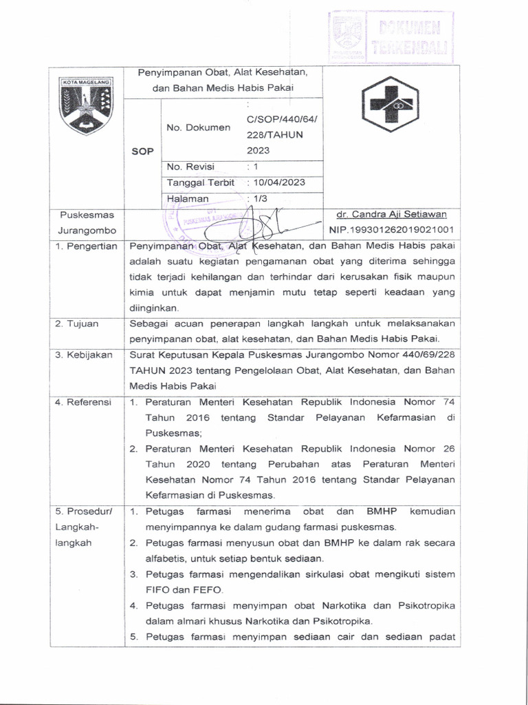 7. SOP PENYIMPANAN OBAT, ALKES, DAN BMHP | PDF