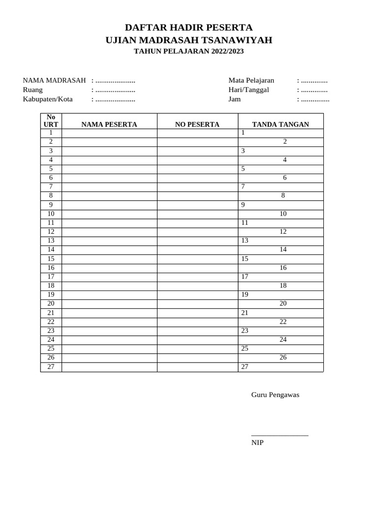 Daftar Hadir Peserta | PDF