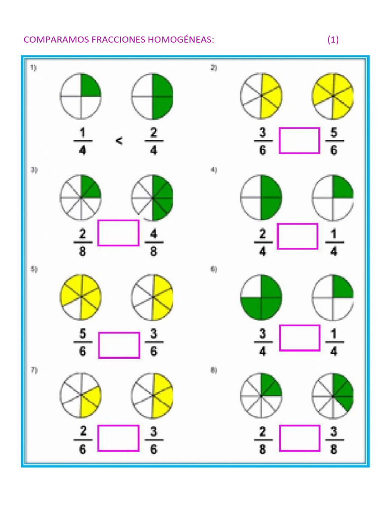 Comparando Fracciones | PDF
