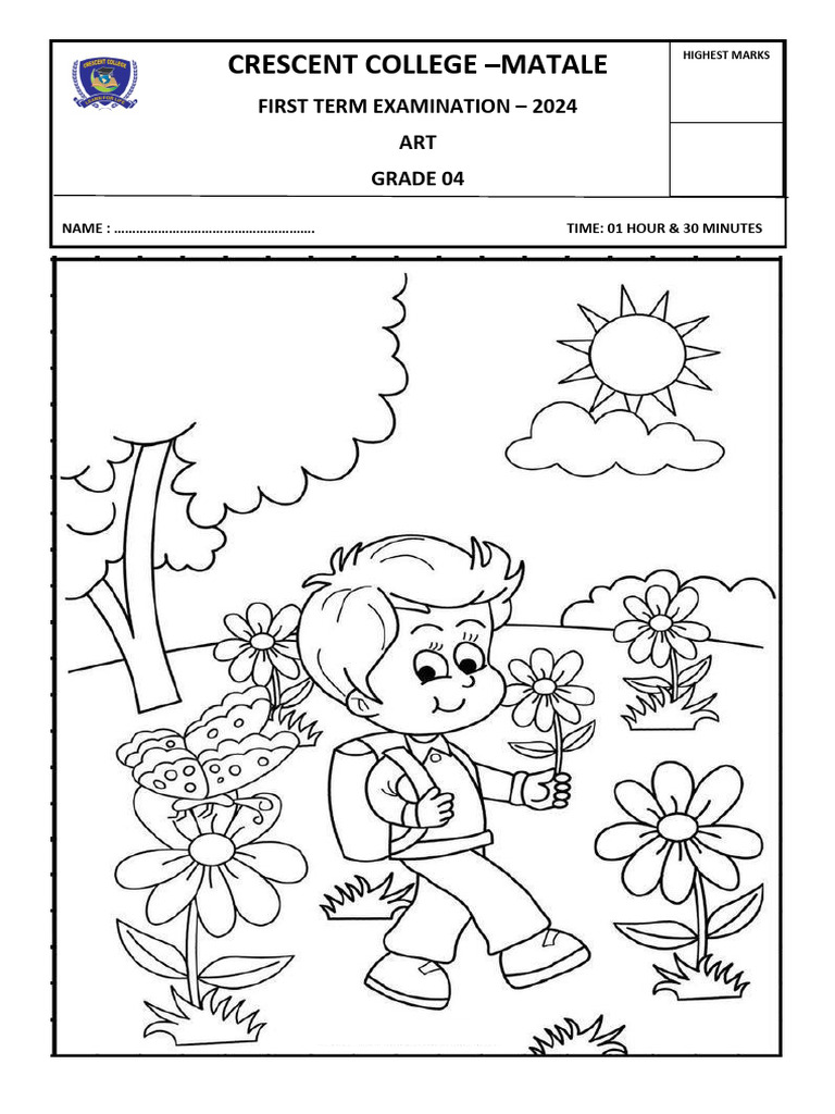 ART Grade 4 First Term Exam 2024 | PDF