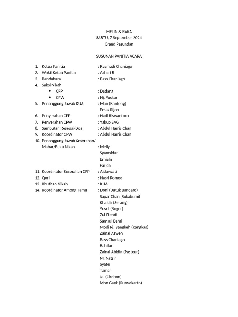 Susunan Panitia | PDF