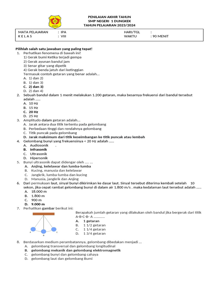 Soal Pat Ipa Kelas Viii | PDF