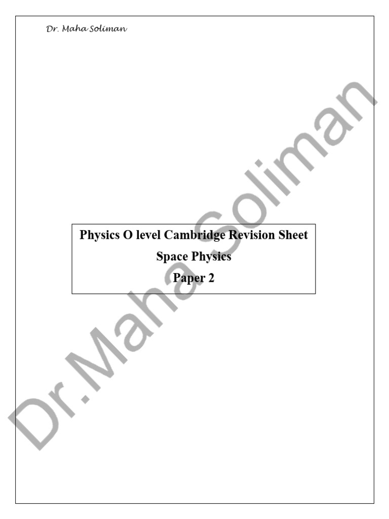 Space Physics P2 Revision | PDF